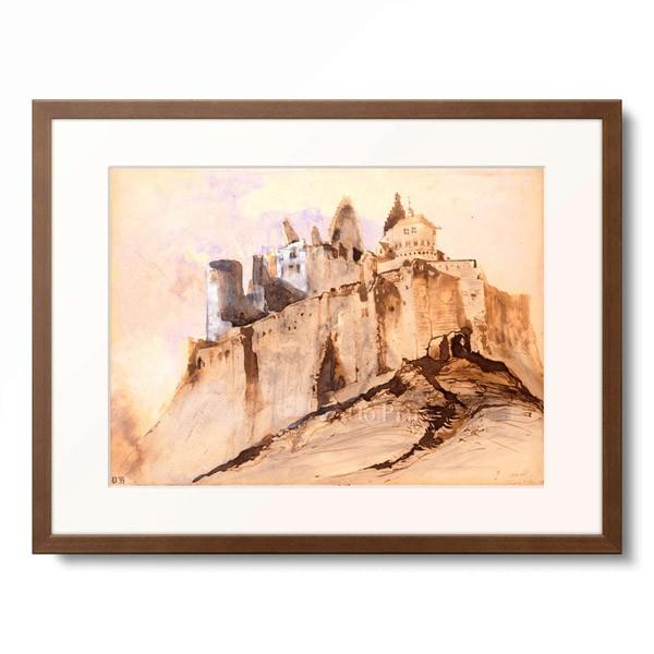 Hugo, Victor; French writer. 1802-1885."Chateau de Vianden" (Castle at Vianden), 7th August 1871.Pen with wash, brown an...