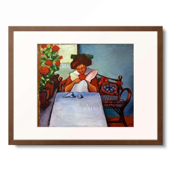 Macke, August 1887-1914."Grete Thuar am Tisch" (Grete Thuar at the table), 1911.Oil on canvas, 49 × 57 cm.Privately owned.