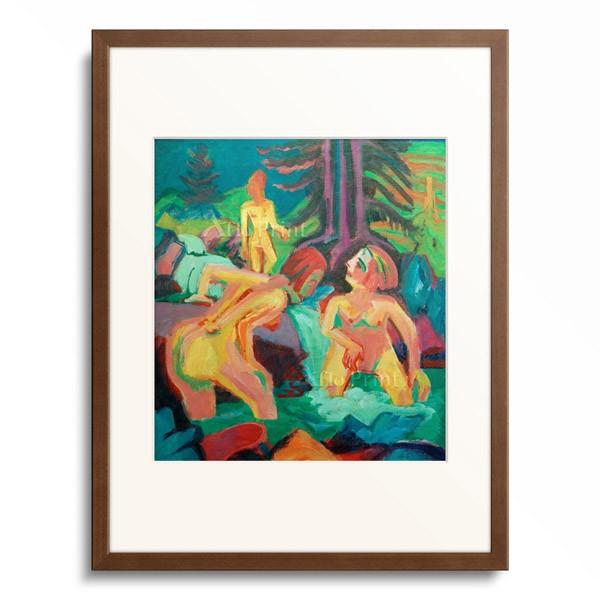 Kirchner, Ernst Ludwig 1880-1938."Naked women bathing in the mountain pool", 1923. Verso: "Two female nudes", 1911.Oil o...