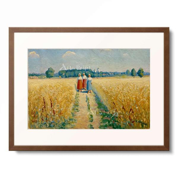 Malevich, Kazimir Severinovich 1879-1935."Three women on a path", after 1927 (ca. 1930).Oil on canvas, 28.5 × 43cm.Sch-9...