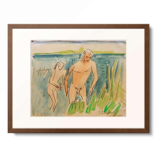 Kirchner, Ernst Ludwig 1880-1938."Bathers near Moritzburg", c. 1910.Pencil and water colour,28 × 34 cm.Saarbrucken, Saar...
