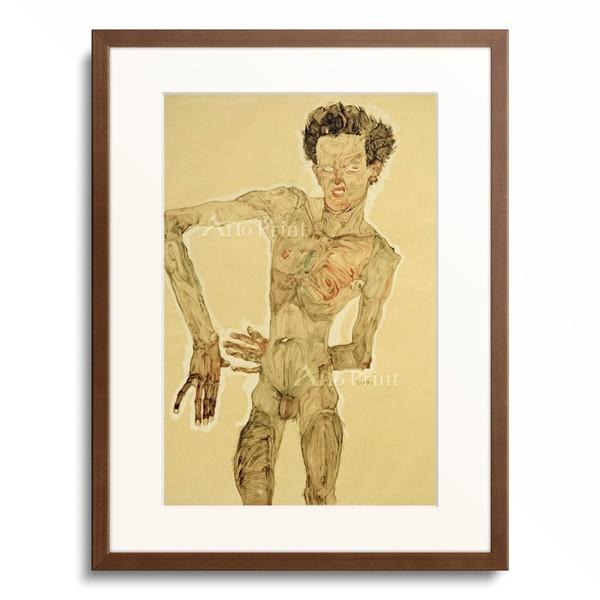Schiele, Egon; Austrian artist.Tulln a. d. Donau 12.6.1890 - Hietzing nr.Vienna 31.10.1918."Nude self portrait, grimacin...