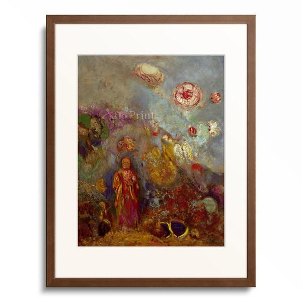 Redon, Odilon 1840-1916."Bouddha et fleurs" (Buddha and flowers),1908.Oil on wood, 67 × 52cm.Private collection.