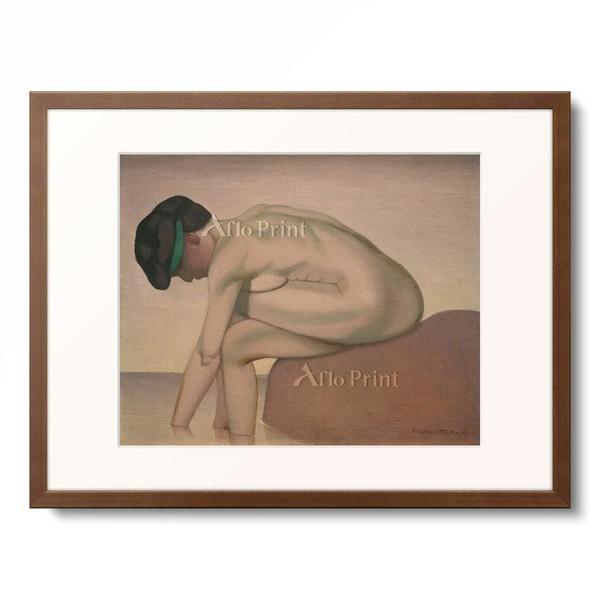 Vallotton, Felix 1865-1925."Baigneuse assise de profil sur un rocher" (A bather in profile sitting on a rock), 1919.Oil ...