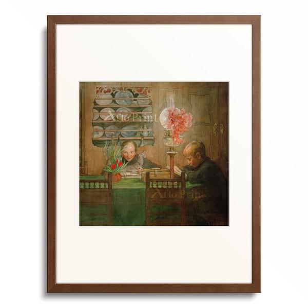 Larsson, Carl 1853-1919."Homework", 1898.(Suzanne and Ulf, the artist’s children doing their homework).Watercolour, 68 ×...