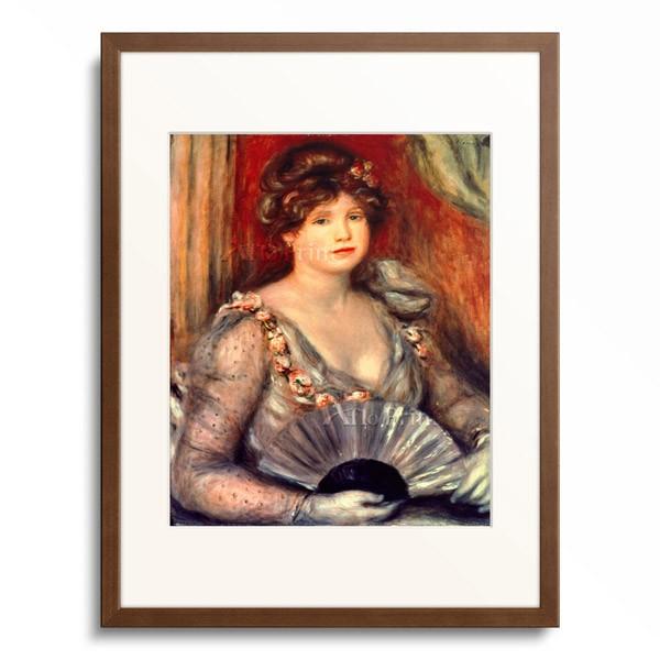 Renoir, Auguste 1841-1919."Femme a l'eventail" (Woman with fan), 1908.Oil on canvas, 66 × 54cm.Private collection.