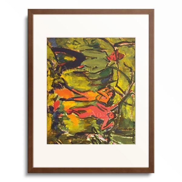 Kirchner, Ernst Ludwig 1880-1938."Im Wald" (In the Forest), 1910.Oil on canvas, 58 × 70 cm.Moritzburg Foundation, Herman...