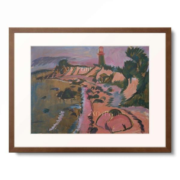 Kirchner, Ernst Ludwig 1880-1938."Fehmarnkuste mit Leuchtturm" (Coast of Fehmarn with lighthouse), 1913.Oil on canvas, 9...