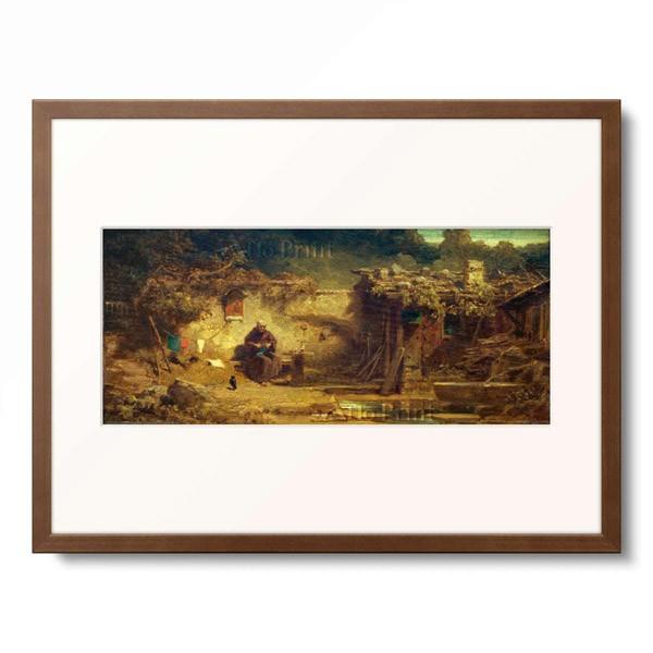 Spitzweg, Carl 1808-1885."Hermit knitting", c. 1870.Oil on oak wood, 15 × 32,2cm.Inv. no. 2913Schweinfurt, Sammlung Geor...