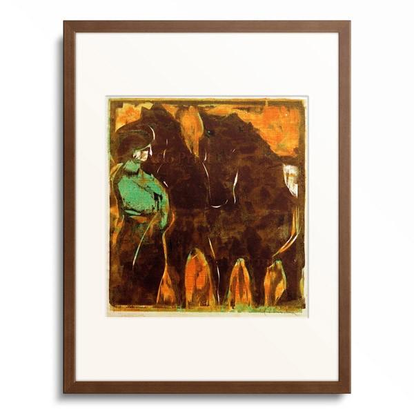 Kirchner, Ernst Ludwig 1880-1938."Zirkusbild" (Circus), 1909.Colour woodcut made from three layers of black, ochre and g...