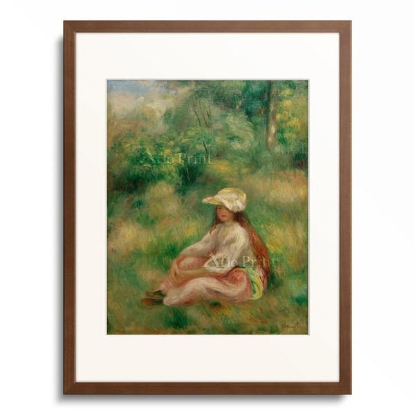 Renoir, Auguste 1841-1919."Jeune fille en rose dans un paysage"(Girl dressed in pink in a landscape),c. 1895.Oil on canv...