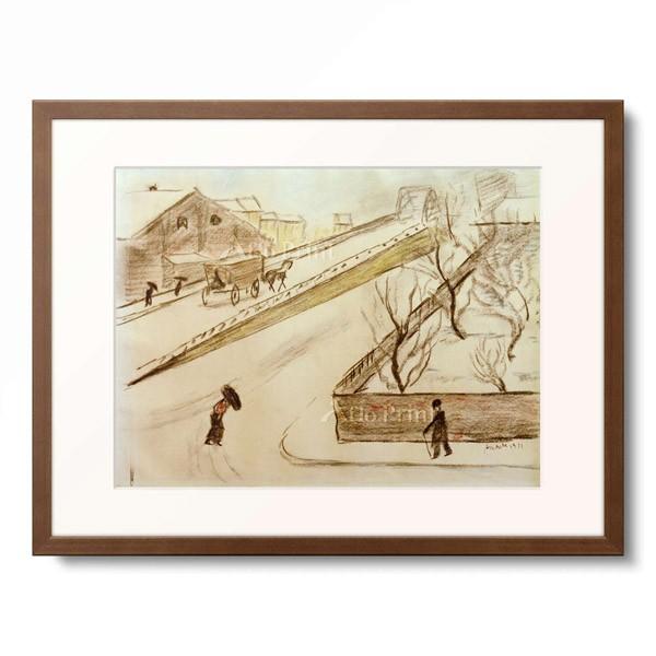 Macke, August 1887-1914."Strassenecke im Schnee" (Street corner in the snow), 1911.Coloured crayon and charcoal, 21 × 28...