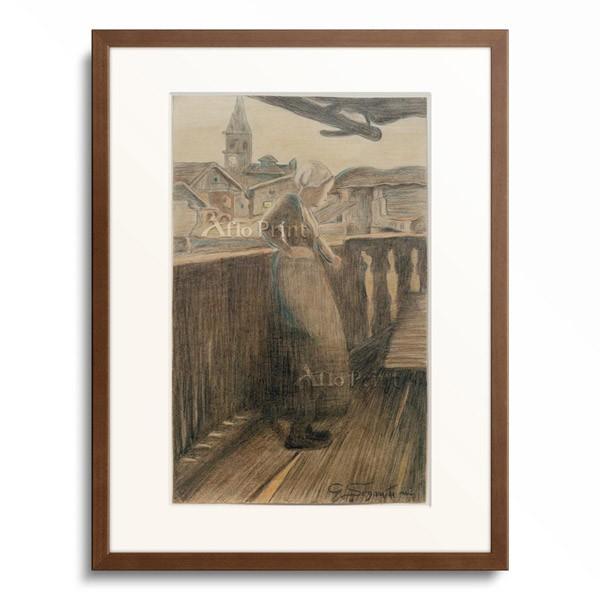 Segantini, Giovanni.Italian painter, 1858-1899.- "Sul balcone" (On the Balkony) ", 1892.Pencil and Conte pen on paper,25...