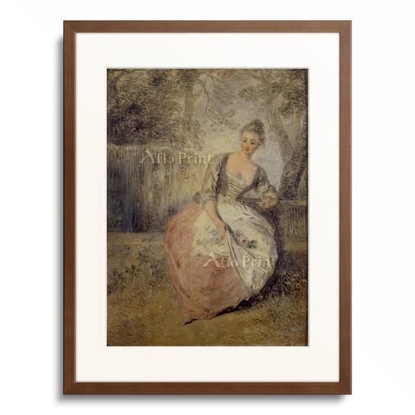 Watteau, Antoine 1684-1721."L’Amante inquiete", c. 1716/18.Oil on wood, 24 × 17cm.Chantilly, Musee Conde.