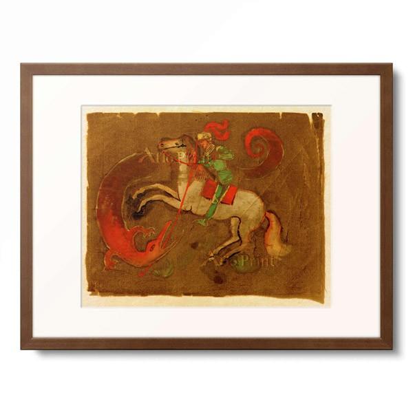 Macke, August 1887-1914,German painting."St George and the dragon", 1910/11.Gouache (?) on silk,9 × 11.4 cm.Private coll...