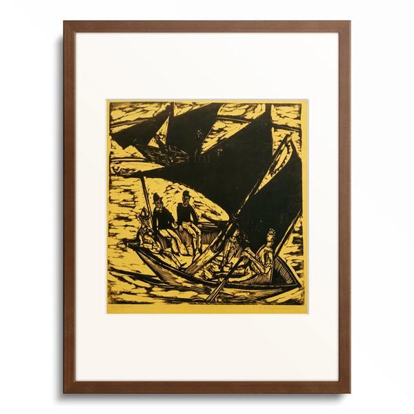 Kirchner, Ernst Ludwig 1880-1938."Segelboote bei Fehmarn"(Sailing boats off Fehmarn), 1914.Woodctu on yellow paper,41,7 ...