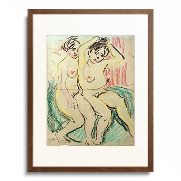 Kirchner, Ernst Ludwig. 1880-1938."Two seated nudes", 1908/09.Coloured chalk, 43 × 34.6 cm.Inv. Nr. 52/133;Der Kunstvere...