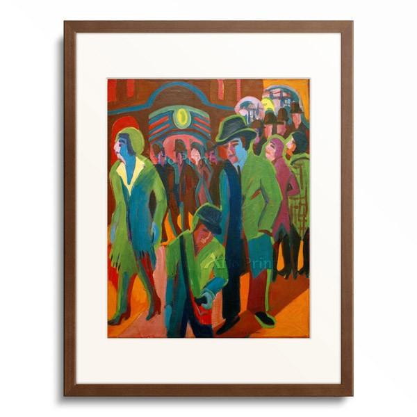 Kirchner, Ernst Ludwig 1880-1938."Strasse mit Passanten bei Nachtbeleuchtung" (Figures illuminated by street lights).Oil...