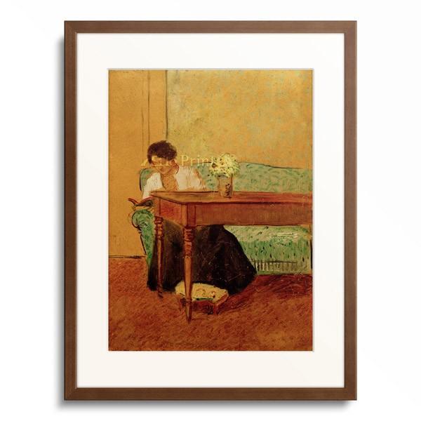 Macke, August; German painter. 1887-1914."Elisabeth on a green sofa, reading",1908.(Elisabeth Gerhardt, later wife of th...