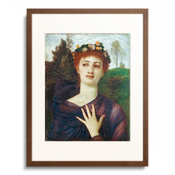 B|cklin, Arnold 1827-1901."Flora" (Bekraenztes Maedchen), (Flora -Girl with Garland), 1875.Tempera on wood, 62,8 × 50.5c...