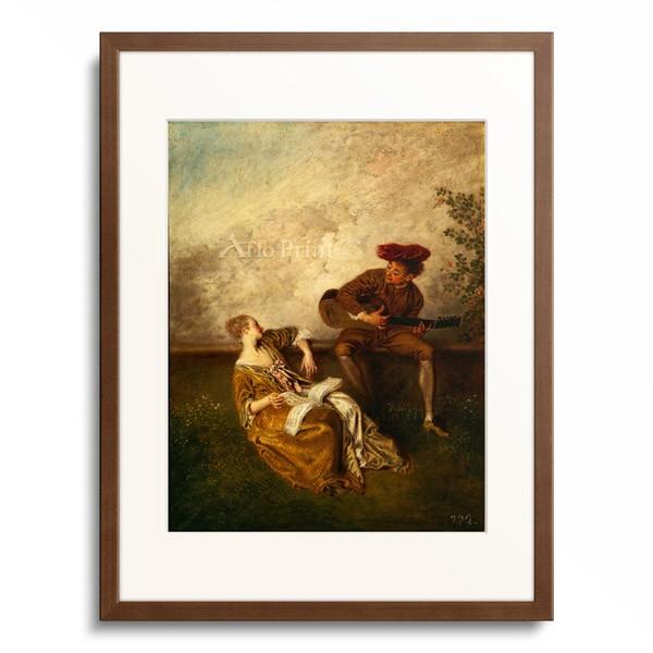 Watteau, Antoine 1684-1721."The singing lesson", c. 1717/18. (Pendant to "The shy Lover").Oil on canvas, 40 × 42cm.Madri...