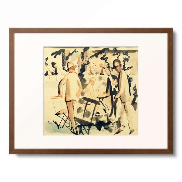 Macke, August 1887-1914."Kaffeehaus-Terrasse" (Coffeehouse Terrace, 1910).Indian ink and watercolour on paper,44.7 × 49....