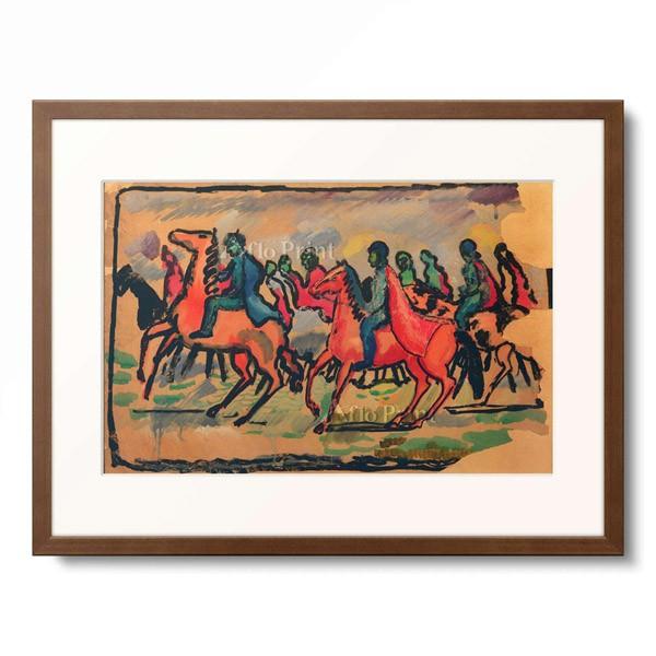 Macke, August 1887-1914."Reiter" (Riders), 1912.Coloured and black ink and gouache,50 × 76.5 cm.Private collection.