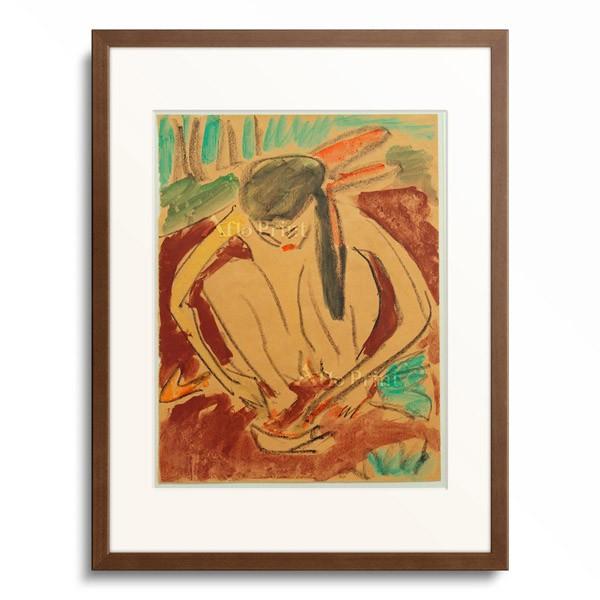 Kirchner, Ernst Ludwig 1880-1938."Kauerndes Madchen" (Squatting girl),c. 1910.Water colour and crayon on brawn paper,43,...