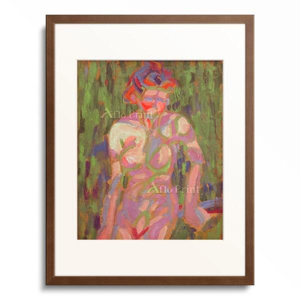 Kirchner, Ernst Ludwig 1880-1938."Nacktes Madchen mit Zweigschatten"(Nude in the shadow of a tree), 1905.Oil on card, 37...