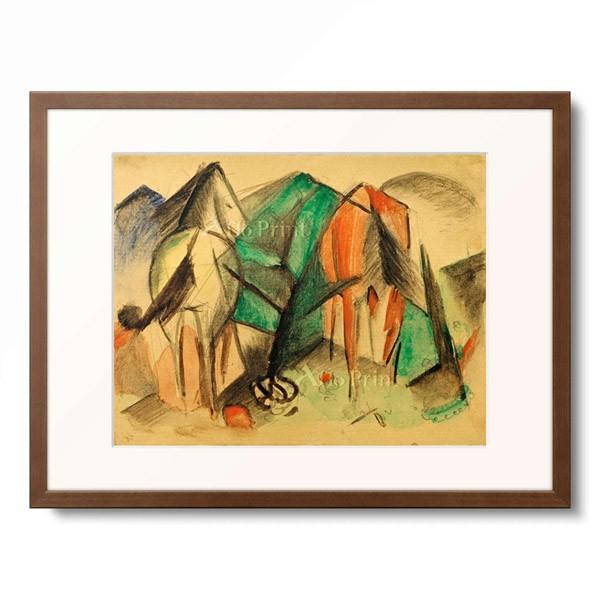 Marc, Franz 1880-1916."Two horses", 1912/13.Mixed media, 13 × 16.5 cm.(From the sketch book XXVIII):Private collection.