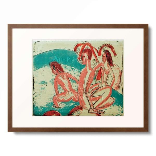 Kirchner, Ernst Ludwig1880-1938,German painter."Badende an Steinen" (Bathers near rocks), 1913.Colour lithograph, 49.5 ×...