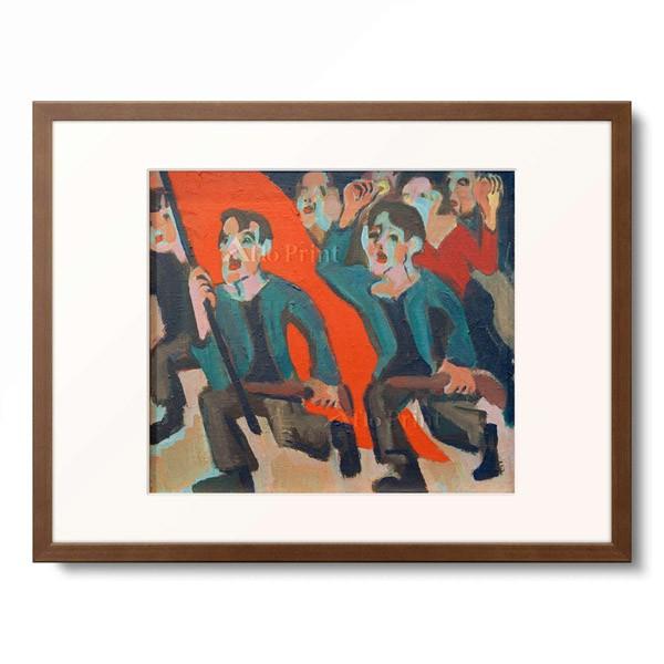 Kirchner, Ernst Ludwig 1880-1938."1. Mai Revolution", 1927.Oil on canvas, 35.5 × 40cm.Privately owned.