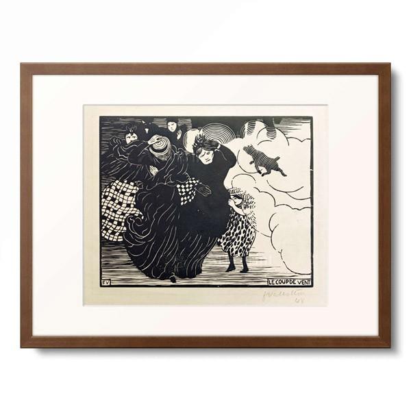 Vallotton, Felix1865-1925,Swiss painter."Le coup de vent" (The gust of wind), 1894.Woodcut, 18 x 22.4 cm.Zurich, ETH, Gr...