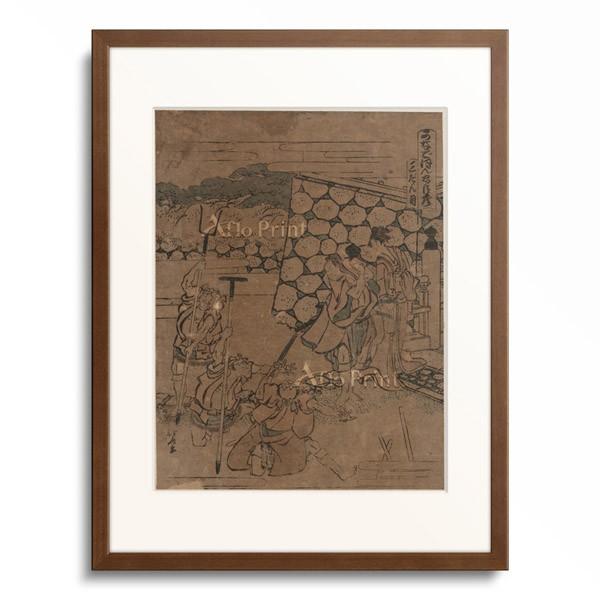 Hokusai Katsushika, 1760-1849.Print shows a confrontation at the rear gate outside the shogun’s palace between Sagisaka ...