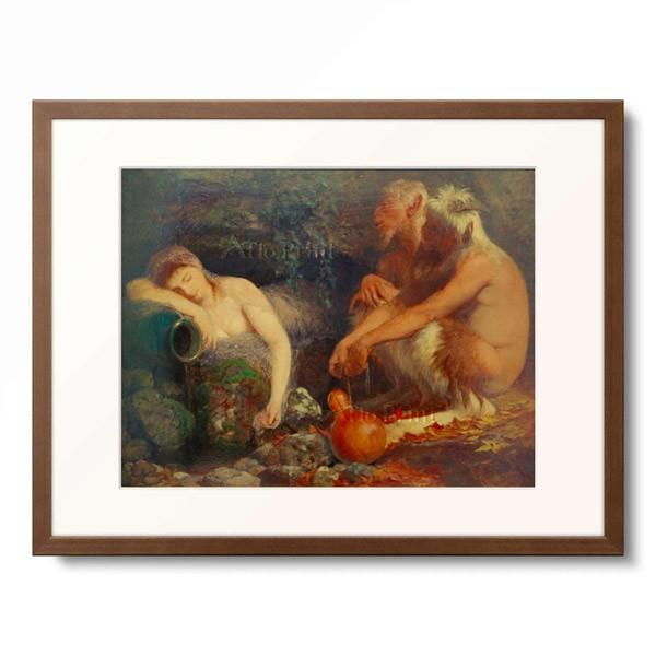Bocklin, Arnold 1827-1901."Faunus, eavesdropping on a Nymph",1884.Oil on wood, 70 × 90cm.Private collection.
