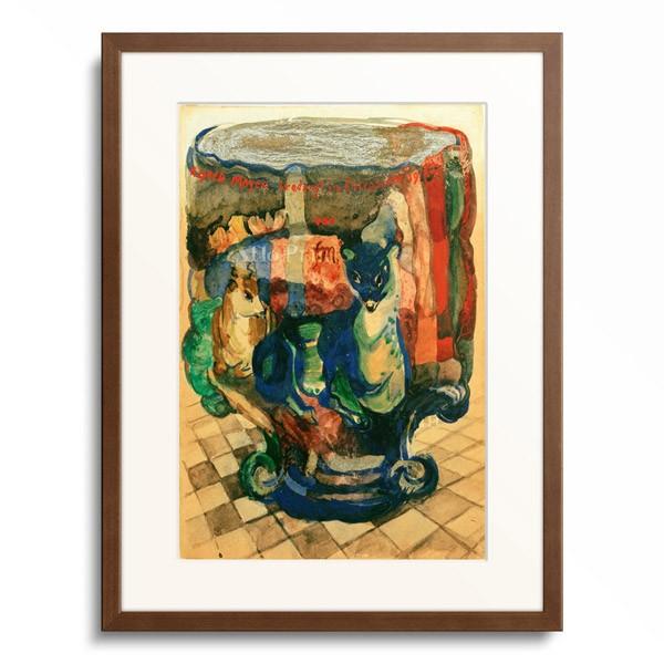 Marc, Franz 1880-1916."Cup with fox and roe deer", 1915. Mixed media and collage (silver foil), 16 × 11.7 cm. (Signed an...