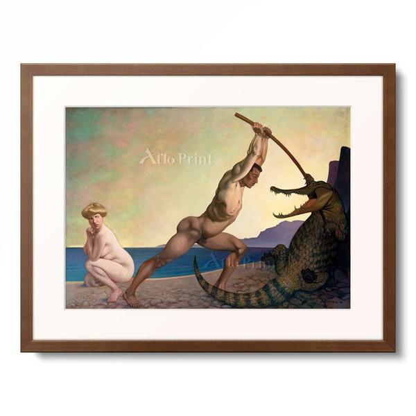 Vallotton, Felix 1865-1925."Persee tuant le dragon" (Perseus slaying the dragoni), 1910.(Rescue of Andromeda).Oil on can...