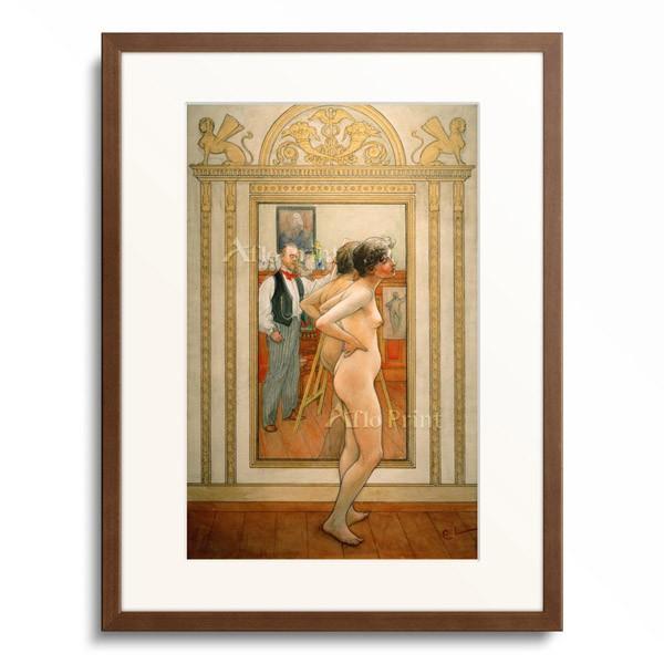 Larsson, Carl; Swedish artist, 1853-1919."In front of the mirror", 1898.(Carl Larsson im the studio with his model Louis...