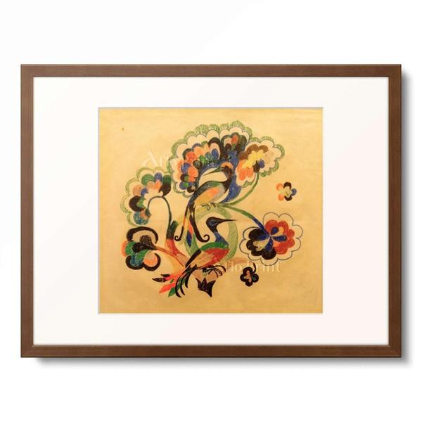Macke, August 1887-1914."Bunte Vogel in Baumen, Entwurf fur Stickerei " (Colourful birds in trees, embroidery disign),19...