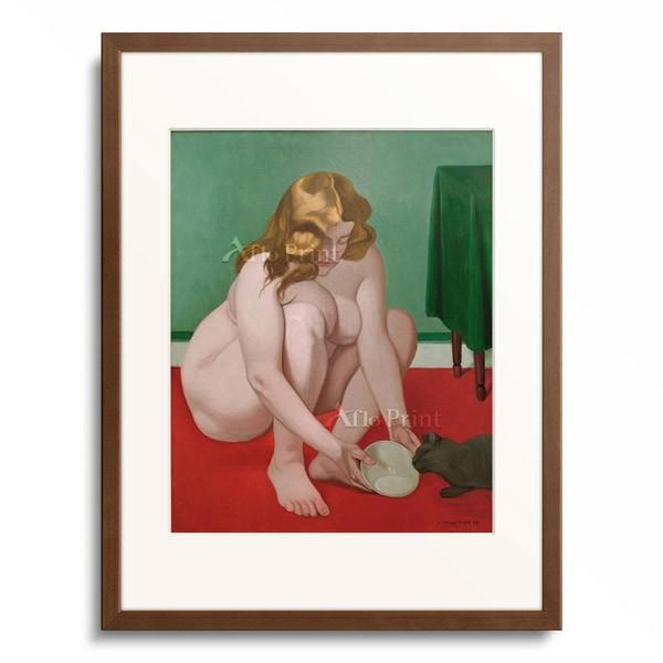 Vallotton, Felix 1865-1925."Femme accroupie offrant du lait a un chat" (woman with cat), 1919.Oil on canvas, 100 × 81cm....