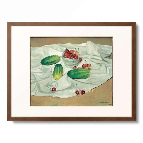 Vallotton, Felix 1865-1925."Trois concombres et un vase blac contenant des cerises" (Still Life: three cucumbers and a b...