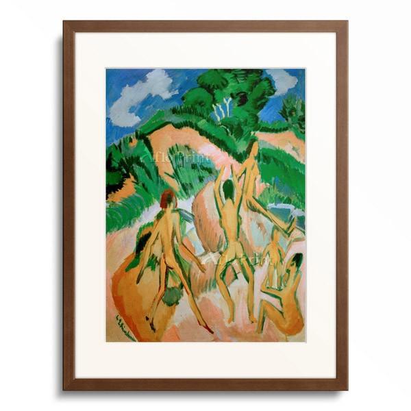 Kirchner, Ernst Ludwig 1880-1938."Badende zwischen Dunen (Fehmarn) "(Bathers amidst Dunes / Fehmarn), 1913.Oil on canvas...