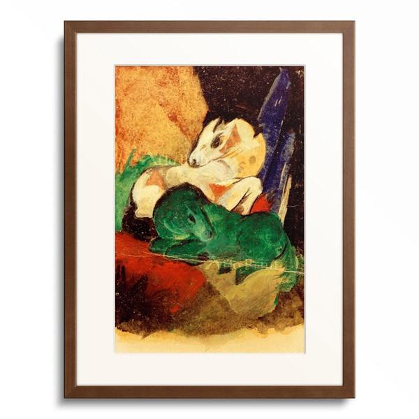 Marc, Franz 1880-1916."Green and white horses", 1913.Tempera, 14 × 9 cm.(Postcard to Lisbeth Macke, 8 November 1915).Pri...