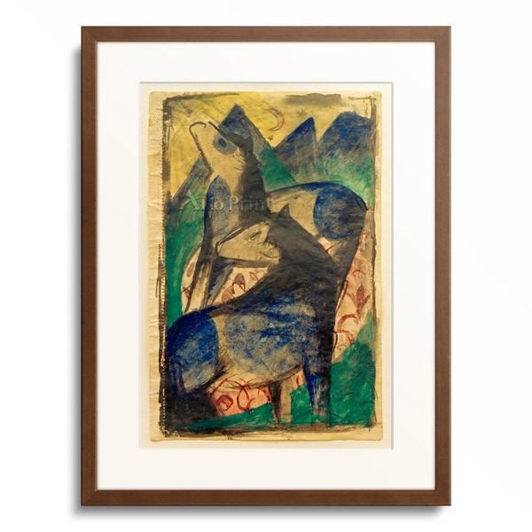 Marc, Franz 1880-1916."Zwei blaue Pferde" (Two blue horses), 1913.Water colour, India ink, 20 × 13.3 cm.(From: Skech boo...