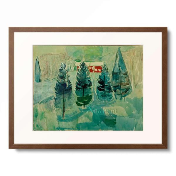 Munch, Edvard1863-1944,Norwegian painter."Red house with fir tree I", 1927.(Ekely, Norway).Oil on canvas, 93 x 119 cm.In...