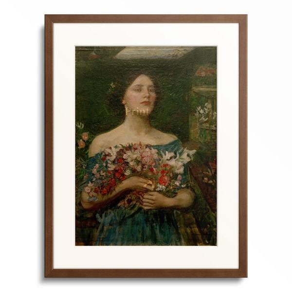 Waterhouse, John William 1849-1917."Gather Ye Rosebuds While Ye May",1908.(After a poem by Robert Herrick, To the Virgin...