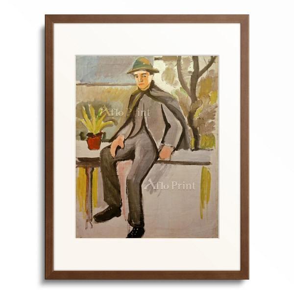 Macke, August 1887-1914."Bauernbursche auf Balkon" (Farmer’s boy on balcony), 1910.Oil on canvas, 62 × 46 cm.Private Col...