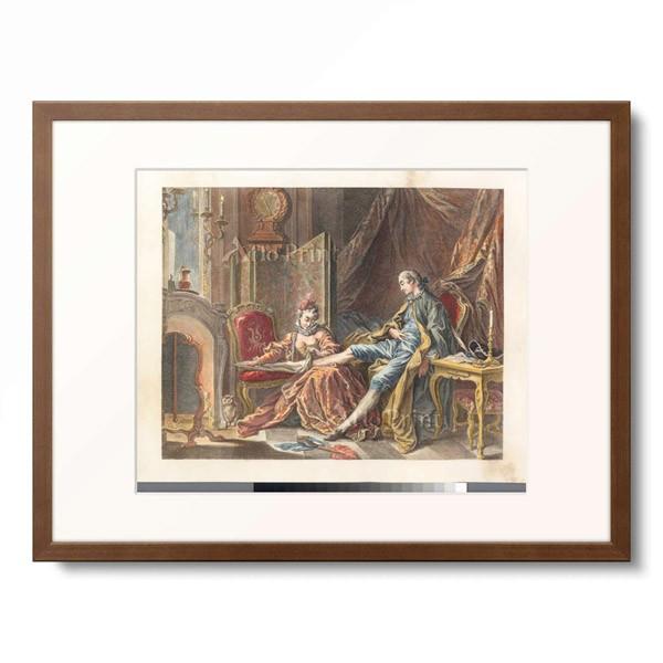 after: Boucher, Francois 1703-1770."La Courtisanne amoureuse".Copper engraving, c. 1760, by Larmessin after a painting b...