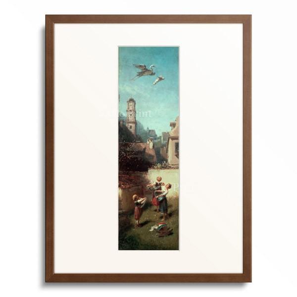 Spitzweg, Carl1808-1885,German painter."Der Klapperstorch" (The stork), 1885.Oil on canvas, 41 x 12,5 cm.Private collect...