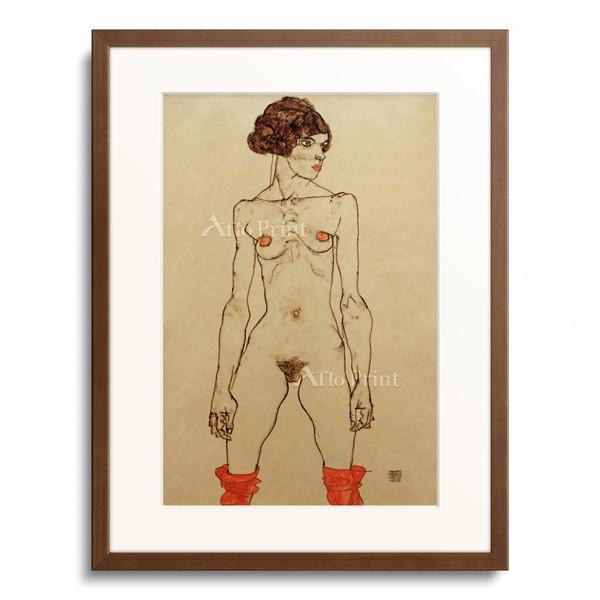 Schiele, Egon 1890-1918."Stehendes nacktes Madchen mit Strumpfen" (standing nude w. stockings),1914.Pencil, watercolour ...